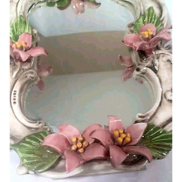 Capodimonte | Accents | Vintage Capodimonte Mirror Floral Design Italy ...
